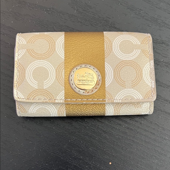 Coach | Accessories | Coach Beige And Gold Patterned Key Holders | Poshmark